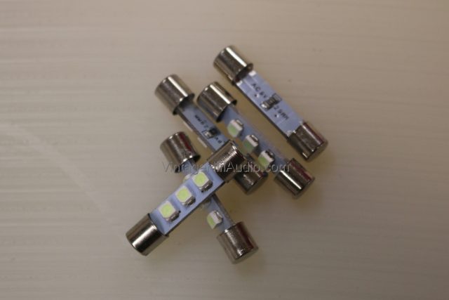 LED Fuse Lamps - Cool Blue (8 volt) - Bulk Lot of 5 - Vintage HIFI Audio